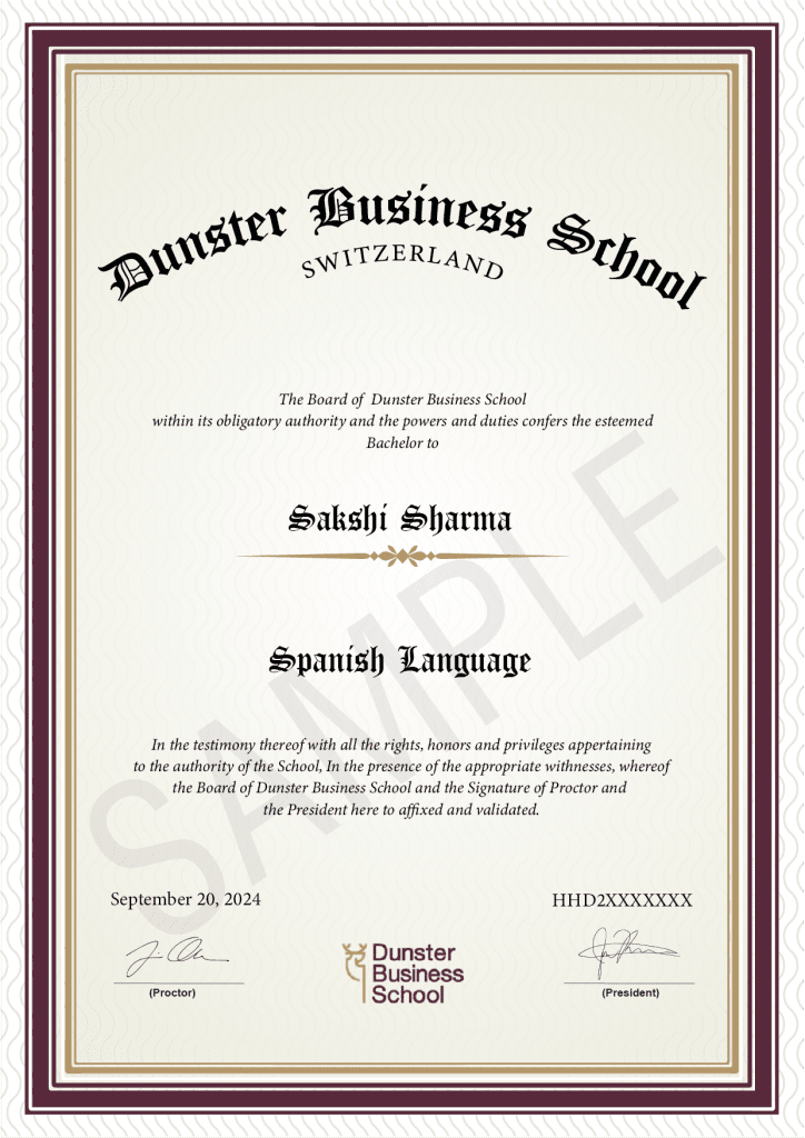 Certificate in Spanish Language – Dunster Business School